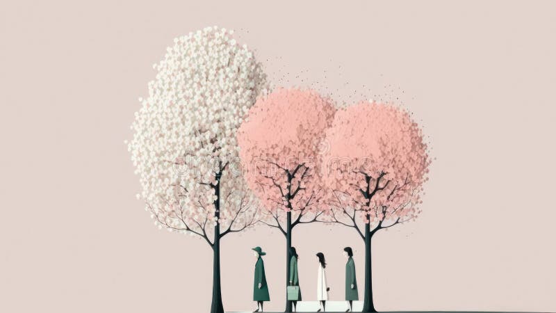 Minimal Style of People in Spring Season with Copy Space Background ...