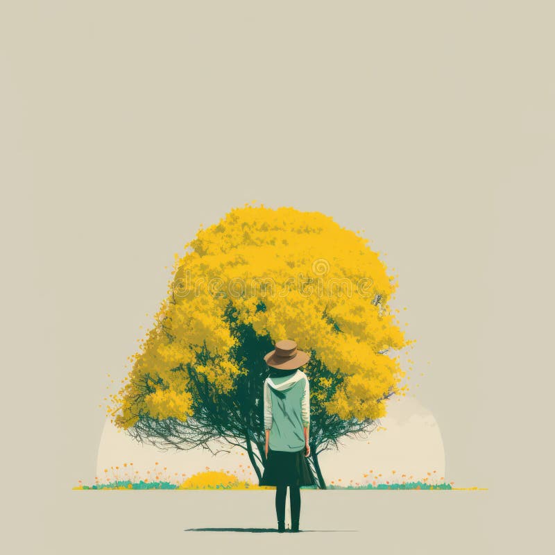 Minimal Style of People in Spring Season with Copy Space Background ...