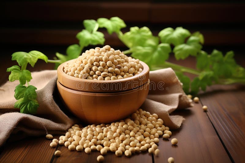 Minimal Style Soya Beans on Rustic Wooden Background AI Generated Stock ...