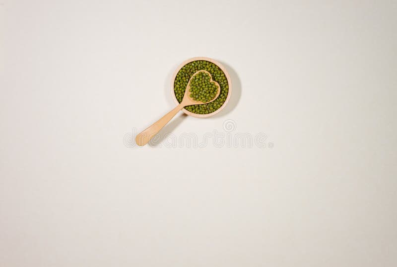 Green Beans with Hart Wooden Spoon with Hart Wooden Spoon Stock Image ...