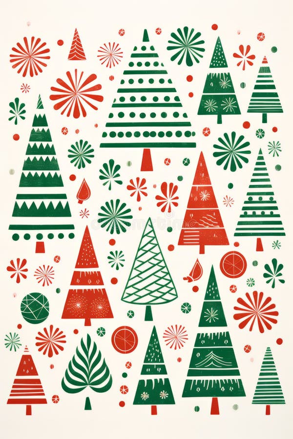 Minimal Stylish Festive Christmas Tree Print Design Stock Image - Image ...