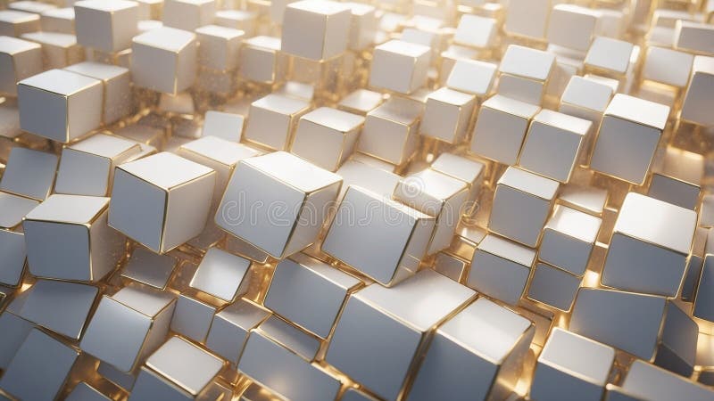 Minimal Cube Surface White Gold Ai Generated Stock Photos - Free ...