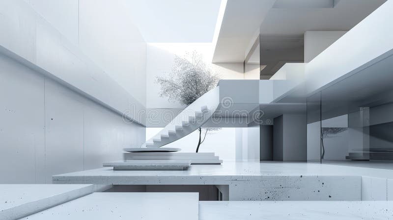 Minimal and Surreal Architecture with Empty Concrete Floor Stock ...
