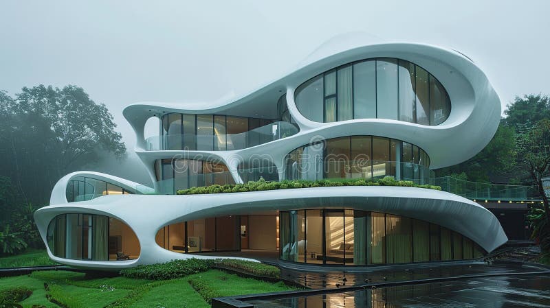 Minimal and Surreal Architecture. of Waves Layered Layers. Generative ...