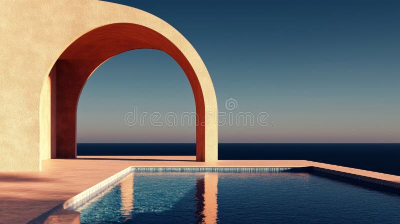 Minimal and Surreal Digital Illustration with an Orange Arch Stock ...