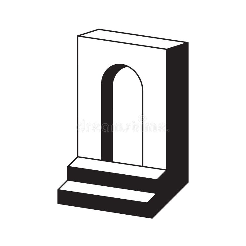 Minimal Surreal Door. Abstract Arch Frame with Stairs and Steps, Modern ...