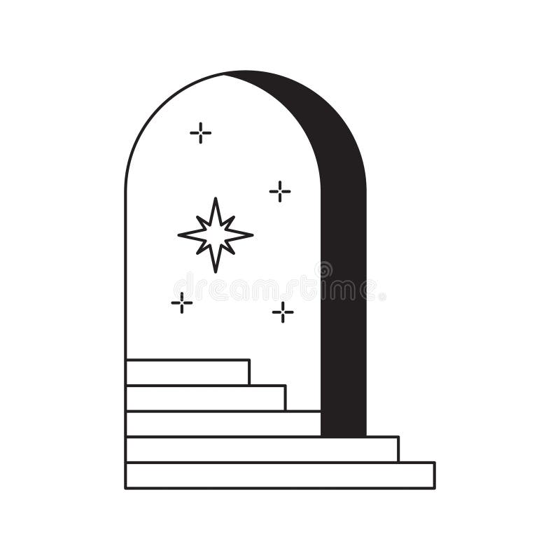 Minimal Surreal Doors. Abstract Geometric Frames with Stairs and Steps ...