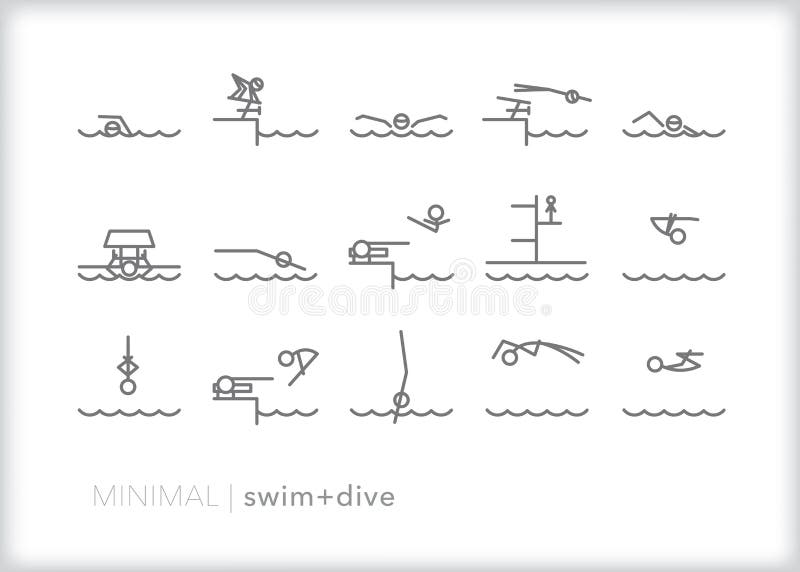 Swim and Dive Icon Set for Sports Teams Stock Vector - Illustration of ...