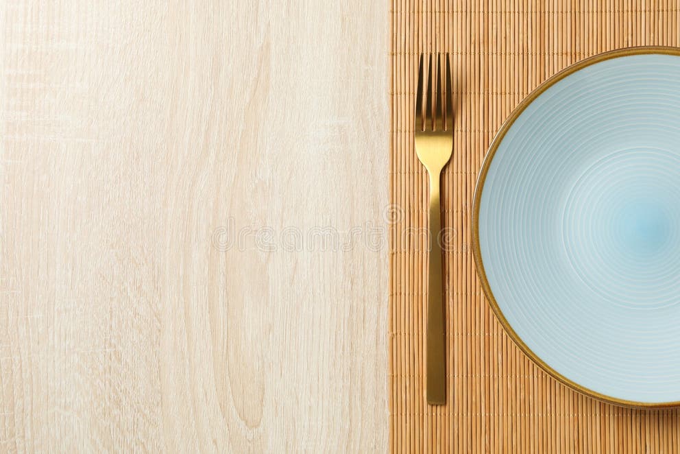 Minimal Table Setting with Blank Dish, Space for Text Stock Photo ...