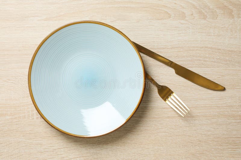 Minimal Table Setting with Blank Dish, Top View Stock Photo - Image of ...