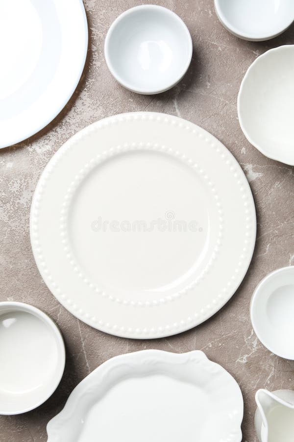 Minimal Table Setting with Blank Dish, Top View Stock Photo - Image of ...