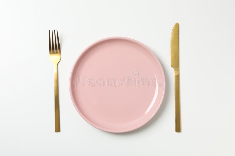 Minimal Table Setting with Blank Dish, Top View Stock Photo - Image of ...
