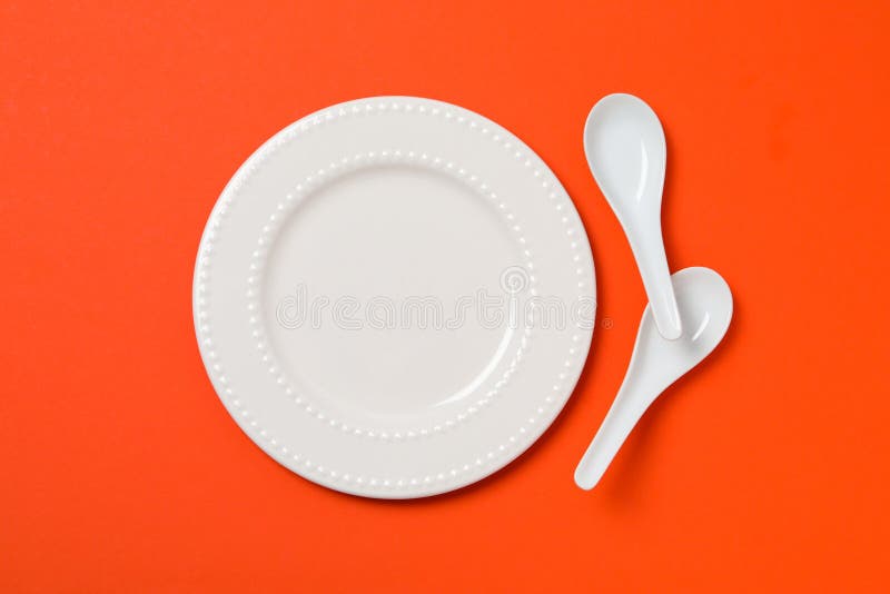Minimal Table Setting with Blank Dish, Top View Stock Image - Image of ...