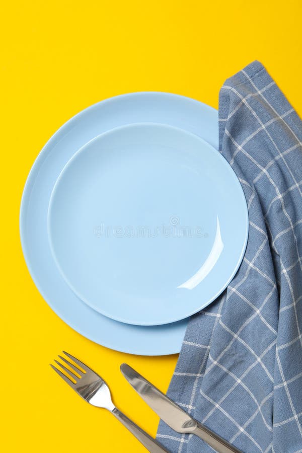 Minimal Table Setting with Blank Dish, Top View Stock Image - Image of ...