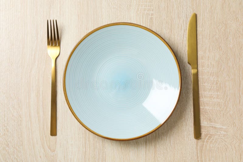Minimal Table Setting with Blank Dish, Top View Stock Photo - Image of ...
