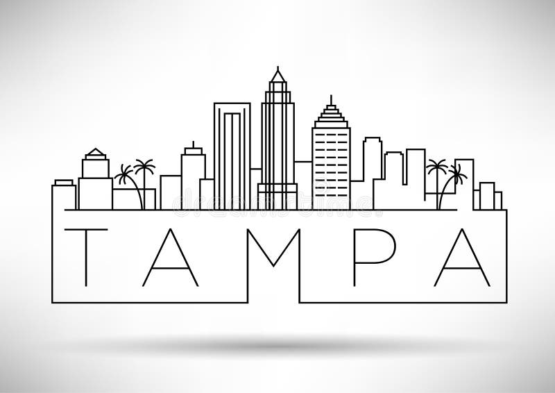 Minimal Tampa Linear City Skyline with Typographic Design Stock ...