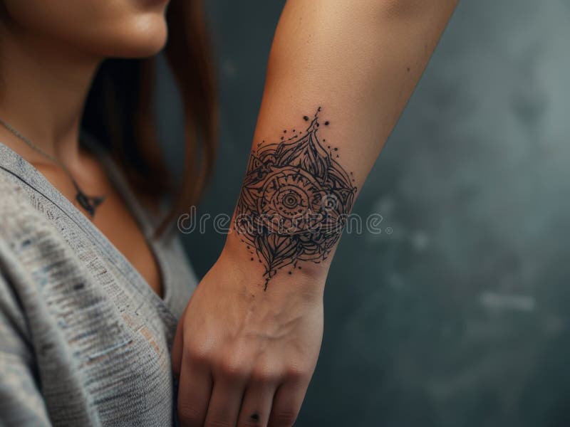 Minimal Tattoo Based on Ancient Indian Design Stock Illustration ...