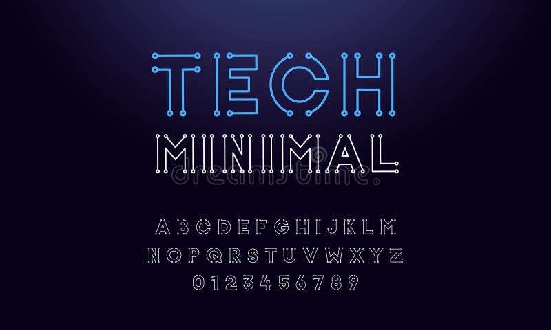 Tech Vector Font Typeface Unique Design. for Technology, Circuits ...
