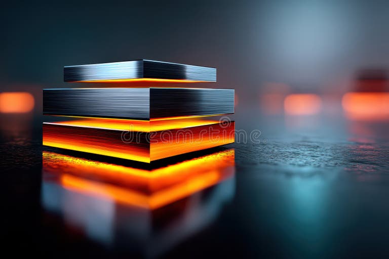 Minimal Abstract Tech Design with Stacked Aluminum Blocks, Fine ...