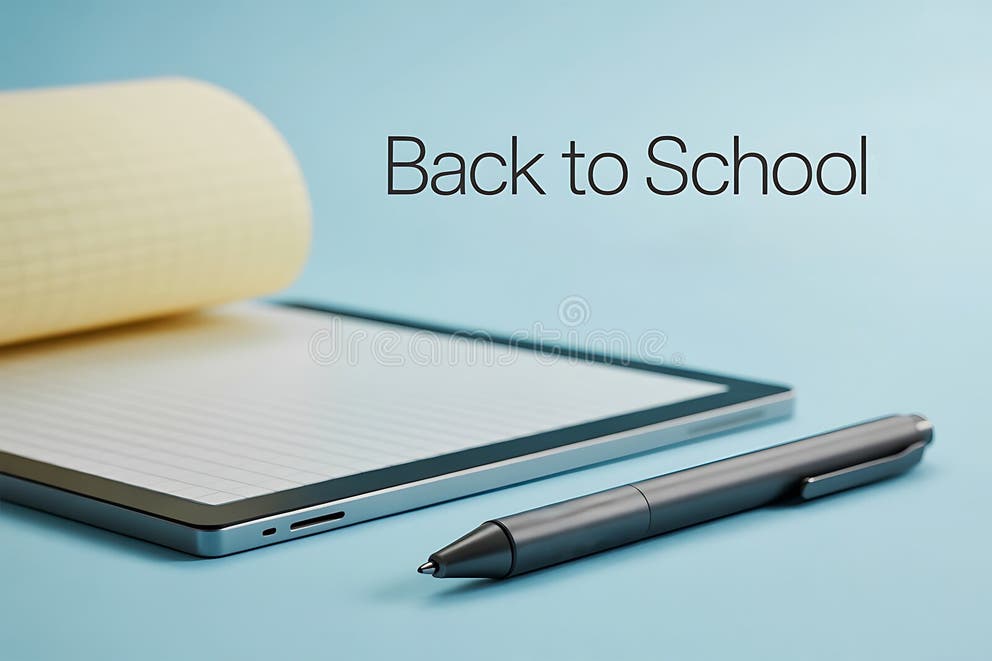 Minimal Tech and Stationery Layout with Back To School Text on Blue ...