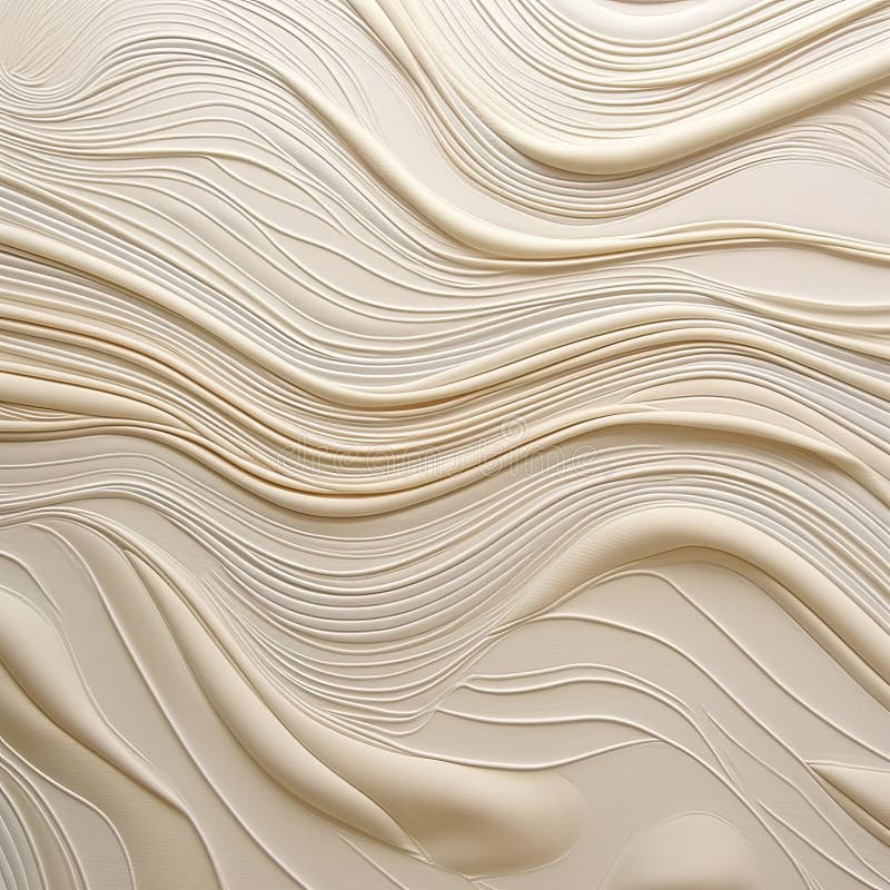 Minimal Textile Art with Wavy Cream Pattern Stock Illustration ...