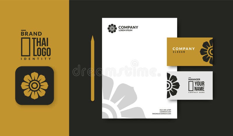 Minimal Thai Pattern Logo Design with Luxury Business Card Template ...
