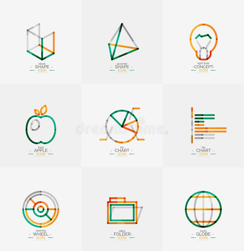 Minimal Thin Line Design Web Icon Set Stock Vector - Illustration of ...