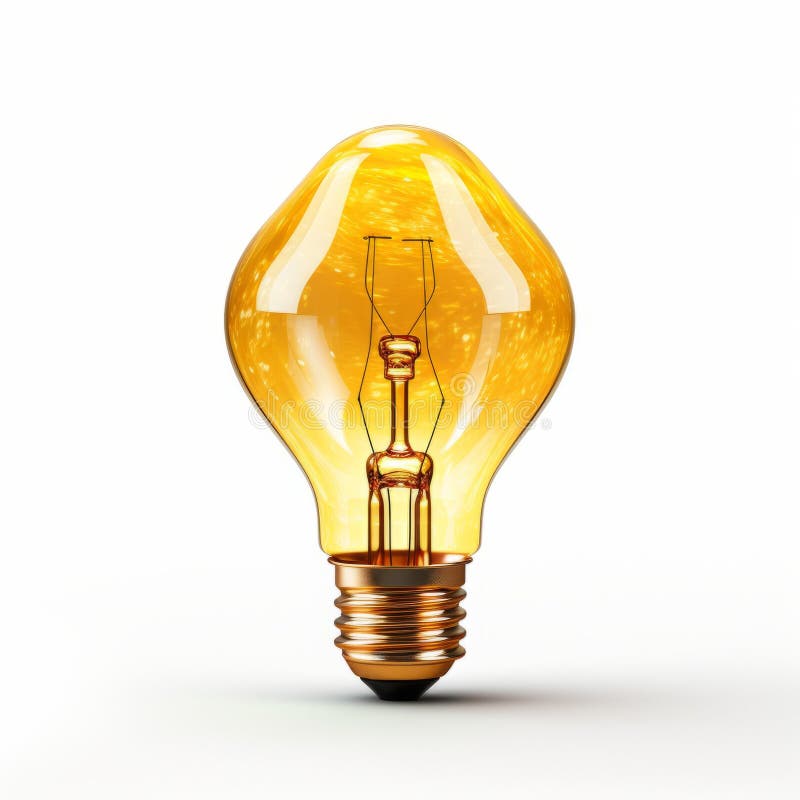 Minimal Topaz Lamp Shape: Yellow Light Bulb Isolated on White ...