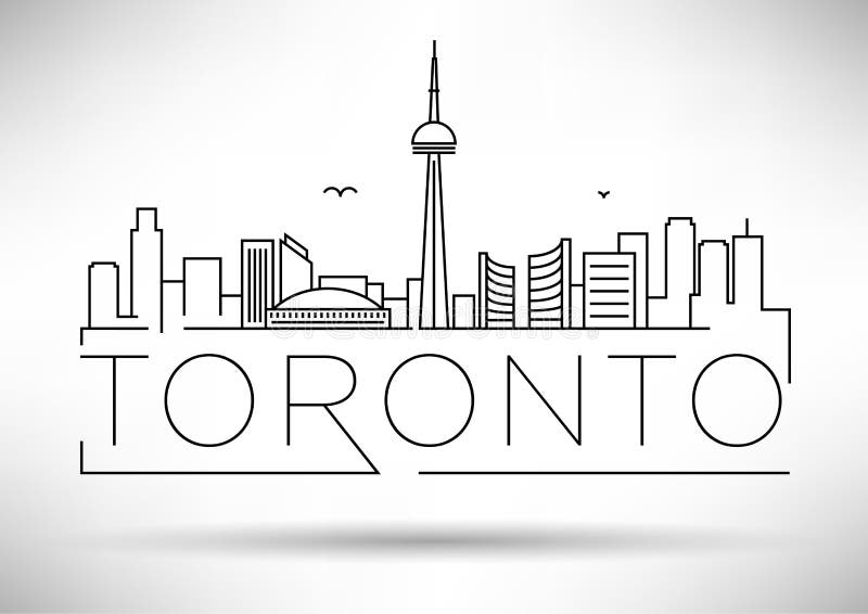 Toronto Minimal Style City Outline Skyline with Typographic. Vector ...