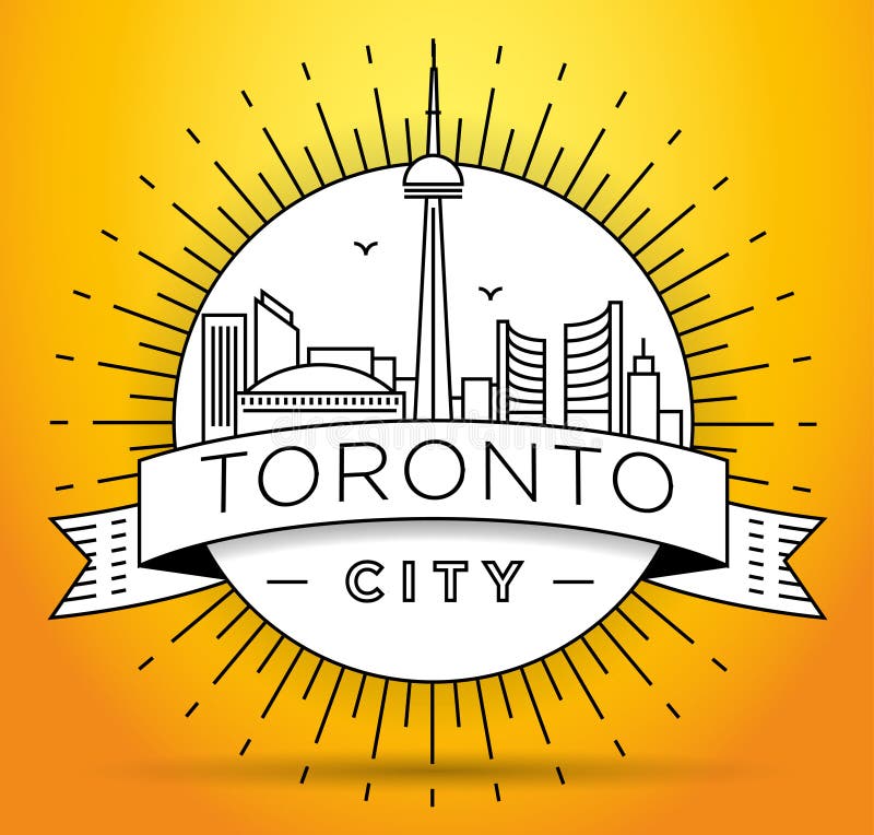 Toronto Minimal Style City Outline Skyline with Typographic. Vector ...