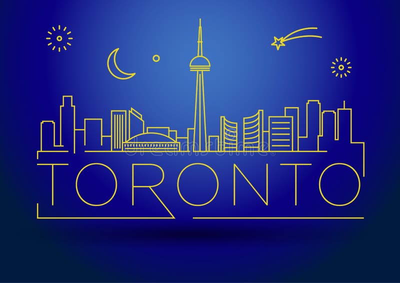 Minimal Toronto City Linear Skyline with Typographic Design Stock ...
