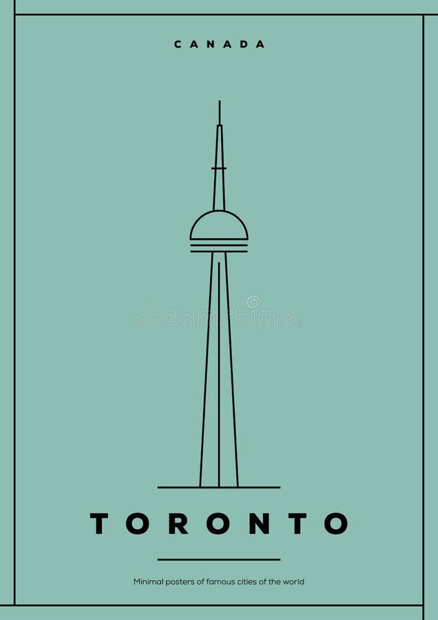 Toronto Minimal Style City Outline Skyline with Typographic. Vector ...
