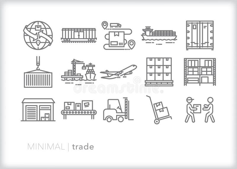Set of International Trade and Global Business Outline Icons Stock ...
