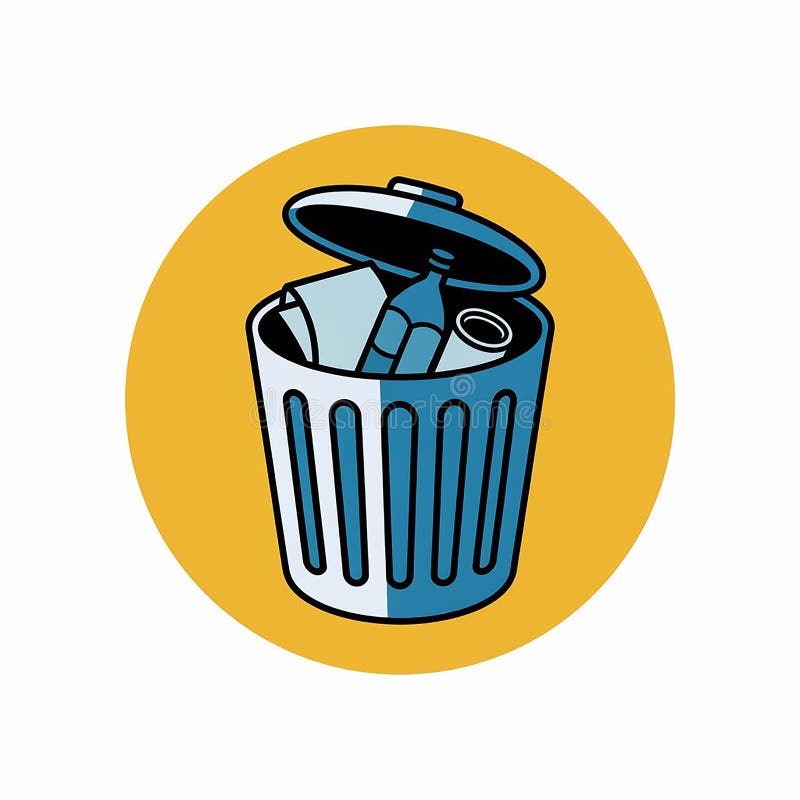 Minimal Trash Bin Icon Illustration Stock Illustration - Illustration ...