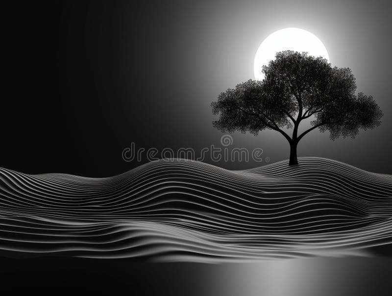 Minimal Tree Lines on Dark Surface Stock Illustration - Illustration of ...