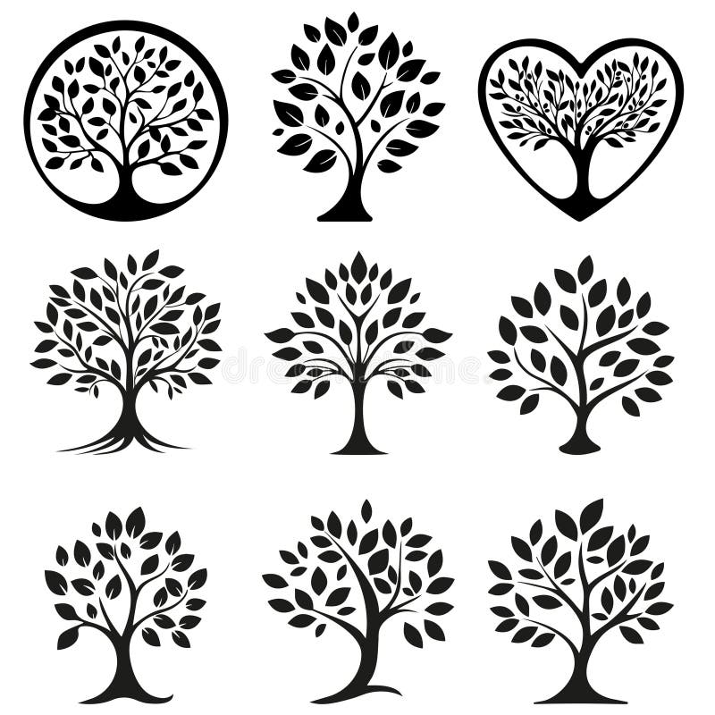 Minimal tree logo shapes stock vector. Illustration of icon - 360254454