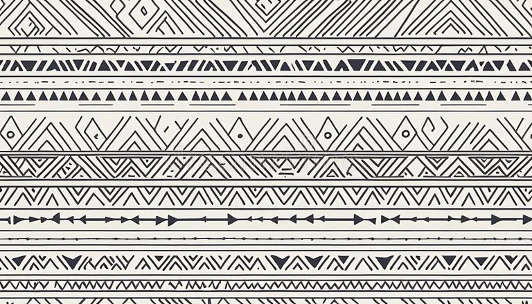 Minimal Tribal Line Art Pattern on White Background Stock Illustration ...