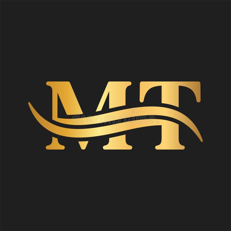 MT Letter Logo Wave Monogram Elegant Design Stock Vector - Illustration ...