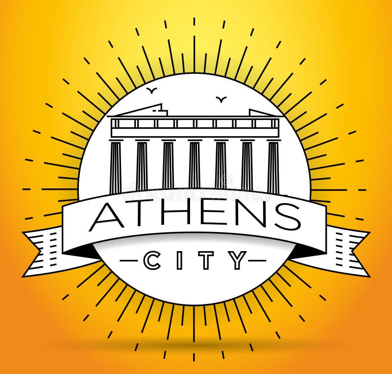 Minimal Vector Athens City Linear Skyline with Typographic Design Stock ...