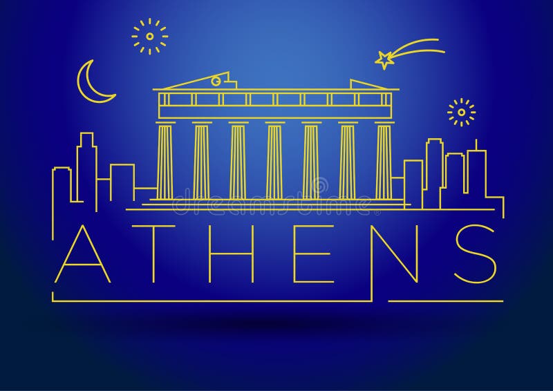 Athens Modern Web Banner Design with Vector Linear Skyline Stock ...