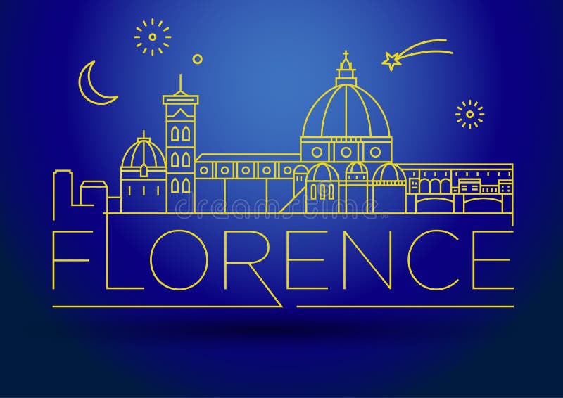 Florence City Typography Design with Building Letters Stock Vector ...