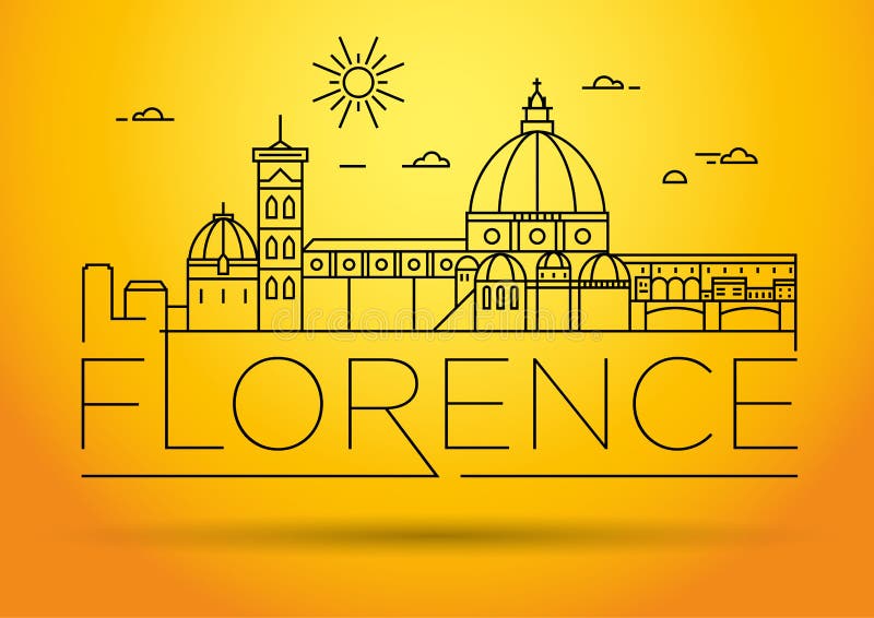Minimal Vector Florence City Linear Skyline with Typographic Design ...