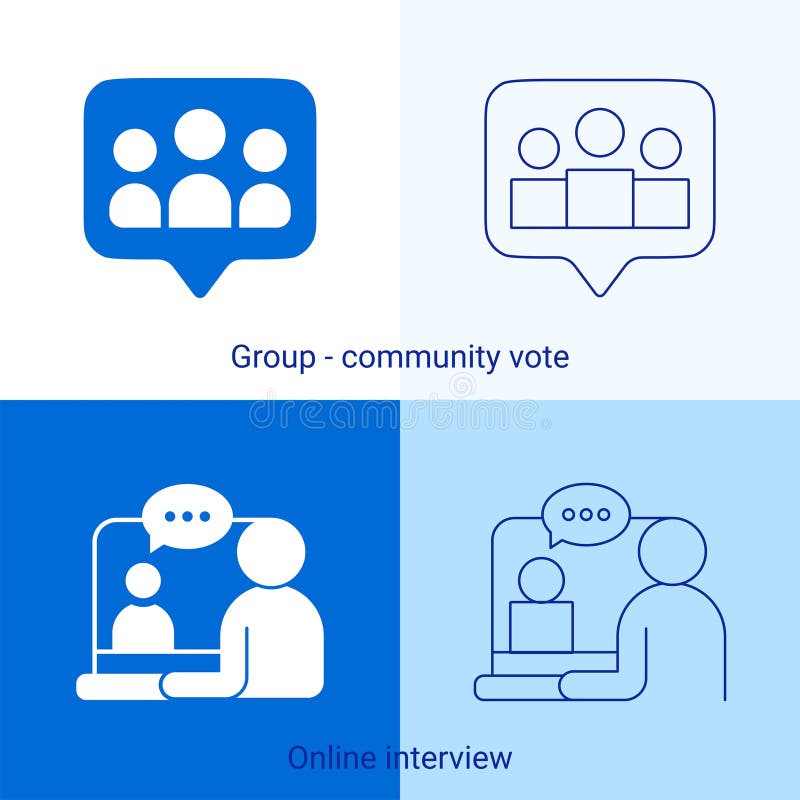 Minimal Vector Icons Community Vote & Online Interview Stock ...