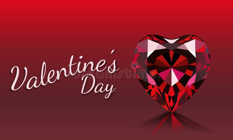 Valentine S Day Card with Ruby Heart Stock Vector - Illustration of ...