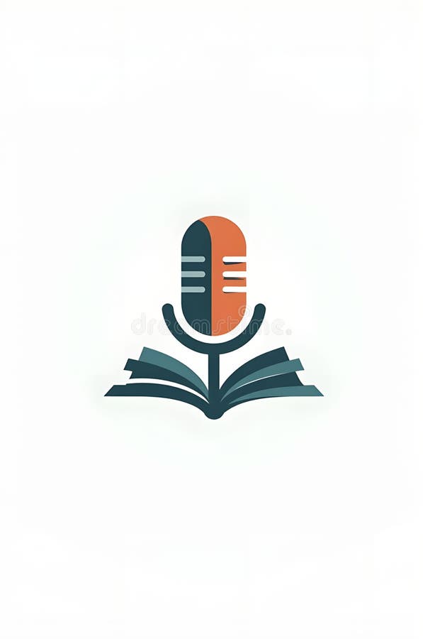 Audio Learning Icon with Microphone and Open Book Stock Illustration ...