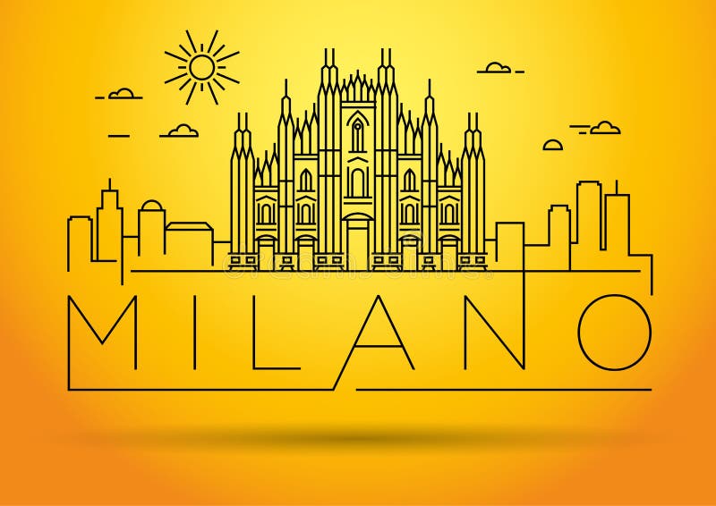 Minimal Vector Milano City Linear Skyline with Typographic Design Stock ...