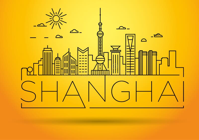 Vector Shanghai City Skyline Design Stock Vector - Illustration of ...