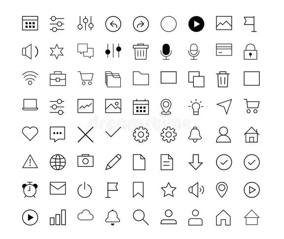 Minimal Vector UI Icon Pack for Web and Mobile Interface, Black Outline ...