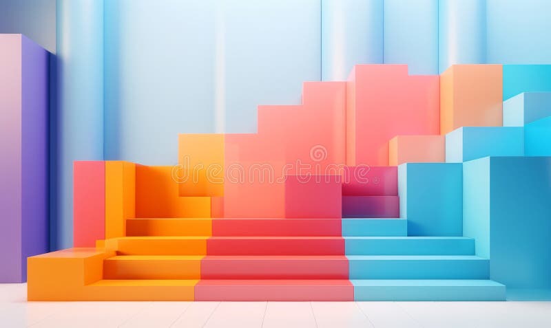 Minimal Vibrant Coloured Steps. Product Podium Abstract Background ...