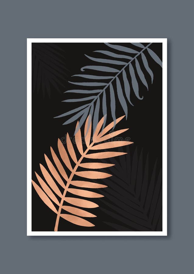 Minimal Wall Art with Leaf Design Stock Vector - Illustration of ...